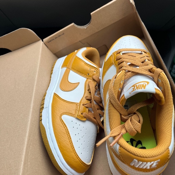 Nike | Shoes | Gold And White Dunks Low | Poshmark